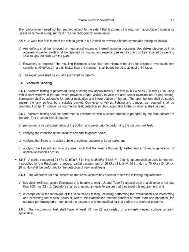 API 650 Compliance Requirements | PDF