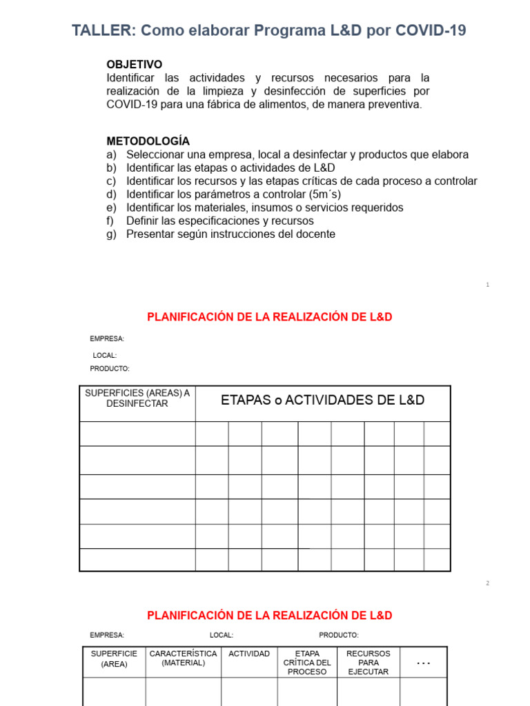 Taller. Como elaborar programa L_D | PDF | Planificación | Agua