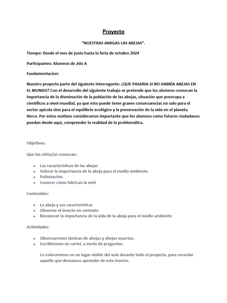 Proyecto lAS ABEJAS | PDF | Abejas