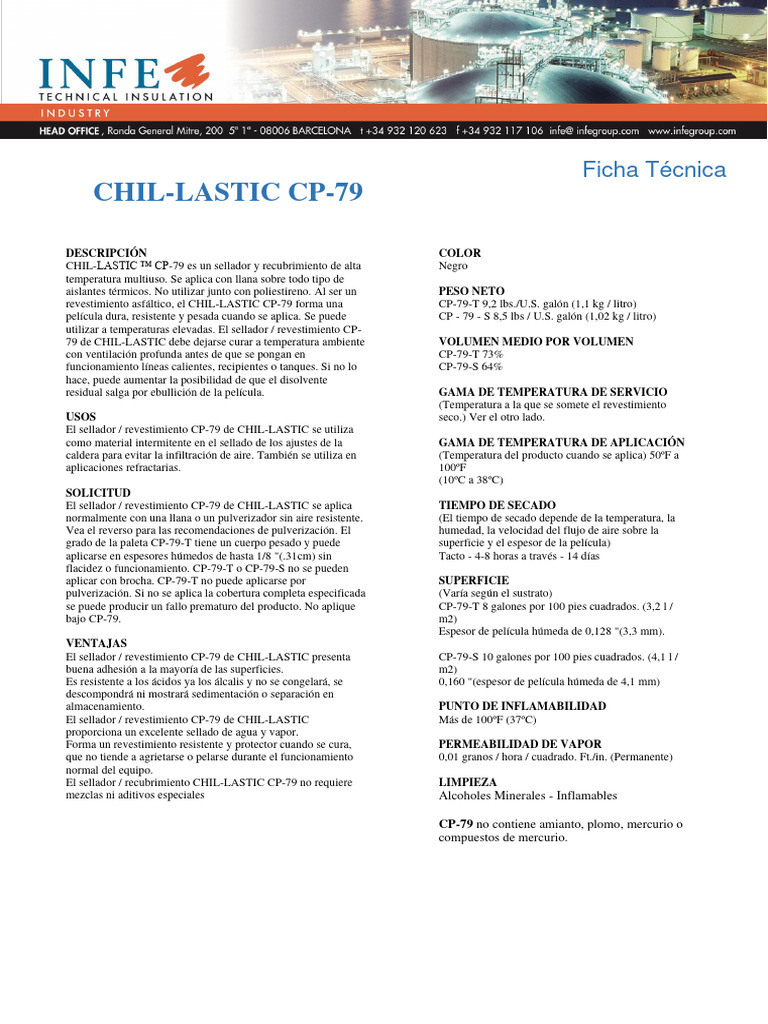 TDS Childers - Chil Lastic - CP 79 - INFE Es | PDF | Revestimiento | Temperatura