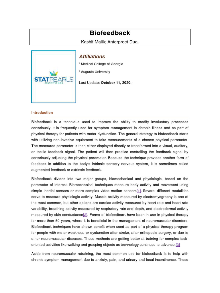 Biofeedback ATUALIZAÇÃO Out 2020 | PDF | Urinary Incontinence ...