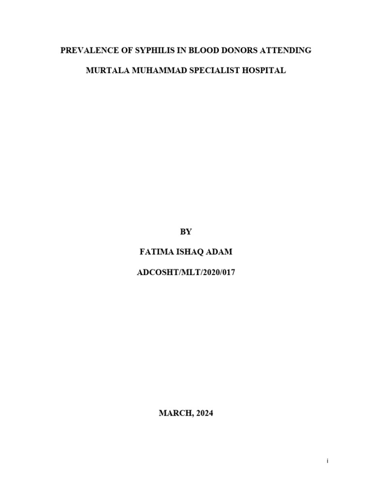 Fatima Ishaq Adam MLT Project Complete | PDF | Infection | Blood Plasma