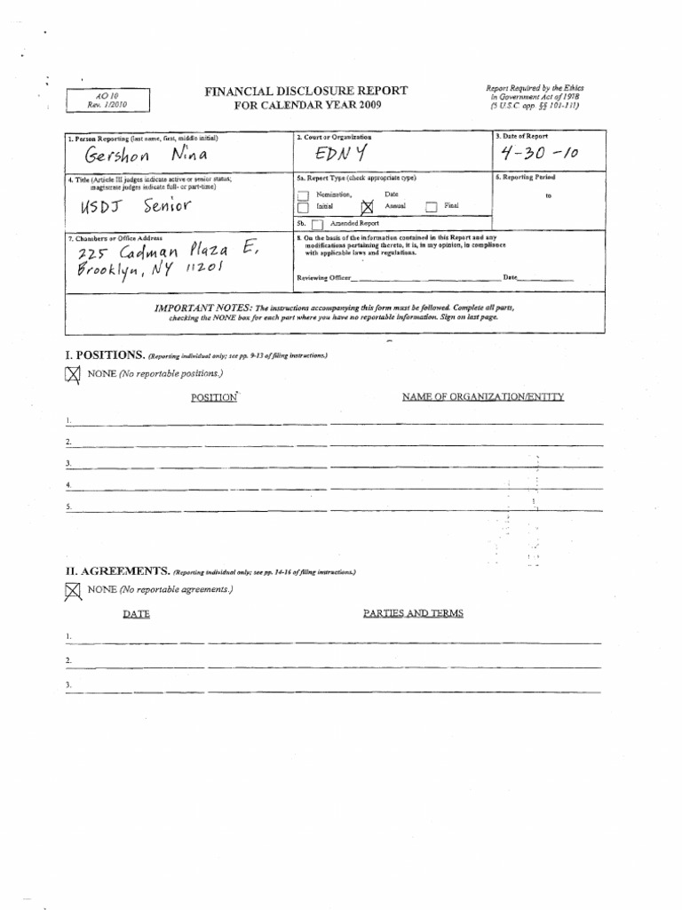 Financial Disclosure Report: 2009 | PDF | United States Code ...