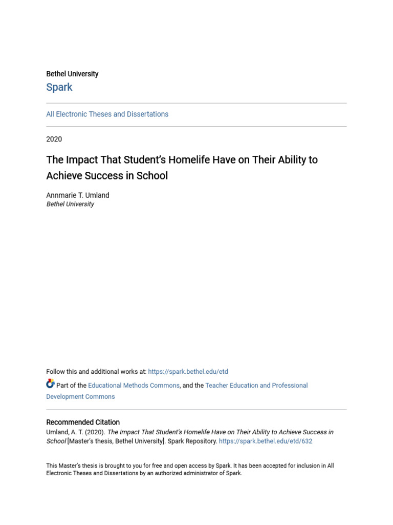The Impact That Student - S Homelife Have On Their Ability To Achie ...