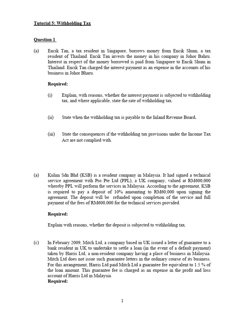 Tutorial 5 A - Witholding Tax | PDF | Taxes | Tax Deduction