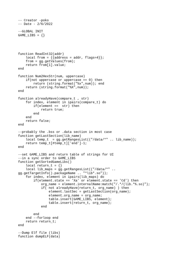 DumpLib Lua | PDF | Computer Programming | Computing DumpLib Lua | PDF | Computer Programming | Computing