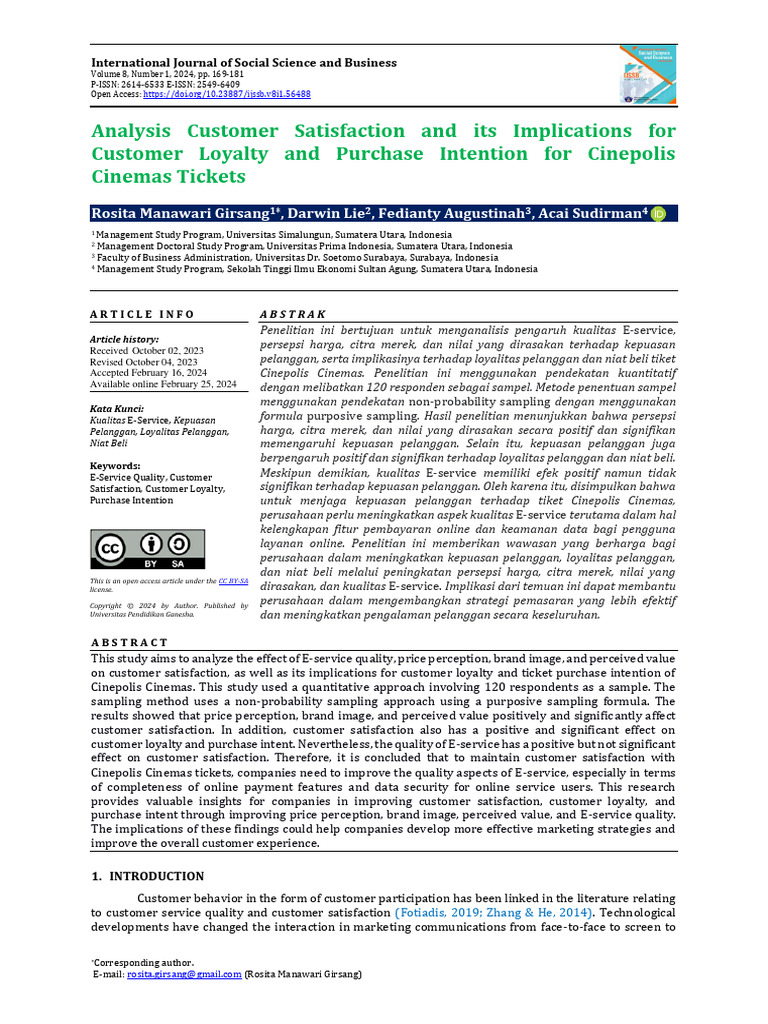 17 +IJSSB+VOL +8+NO +1+Rosita+Manawari+Girsang+169-181 | PDF | Brand | Coefficient Of Determination