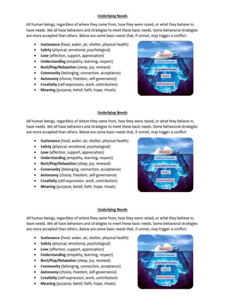 Underlying Needs - Desk Guide | PDF | Empathy | Autonomy