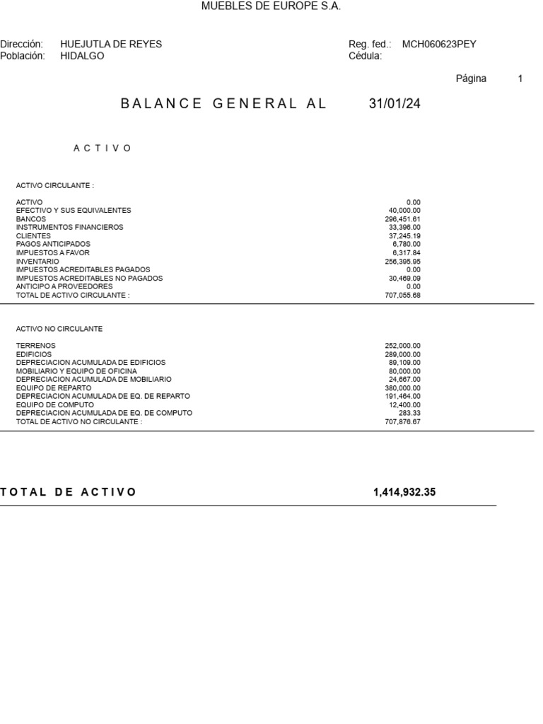 Balance General | PDF | Impuestos | Economias