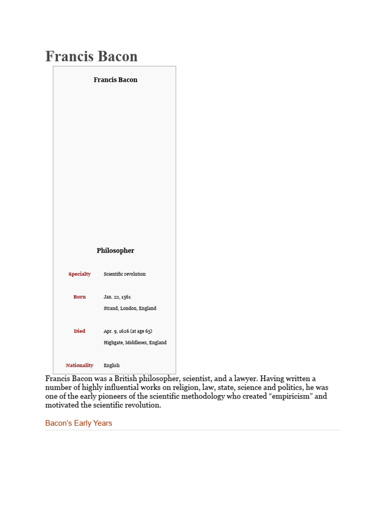Francis Bacon | Download Free PDF | Francis Bacon | Scientific Method