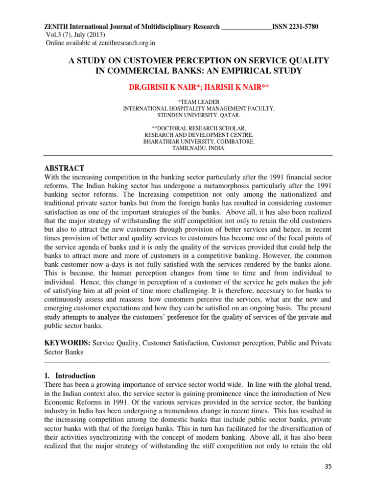 A Study On Customer Perception On Servic | PDF | Reliability ...
