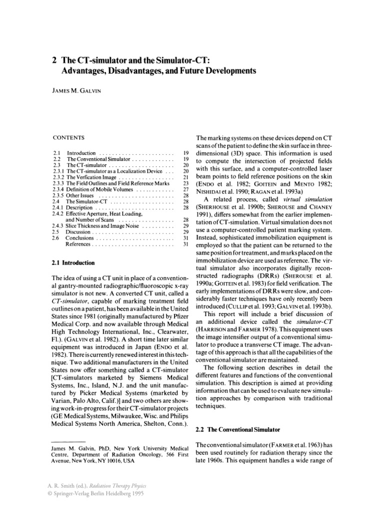 2 The CT - Simulator and The Simulator-CT: Advantages, Disadvantages, and Future Developments ...