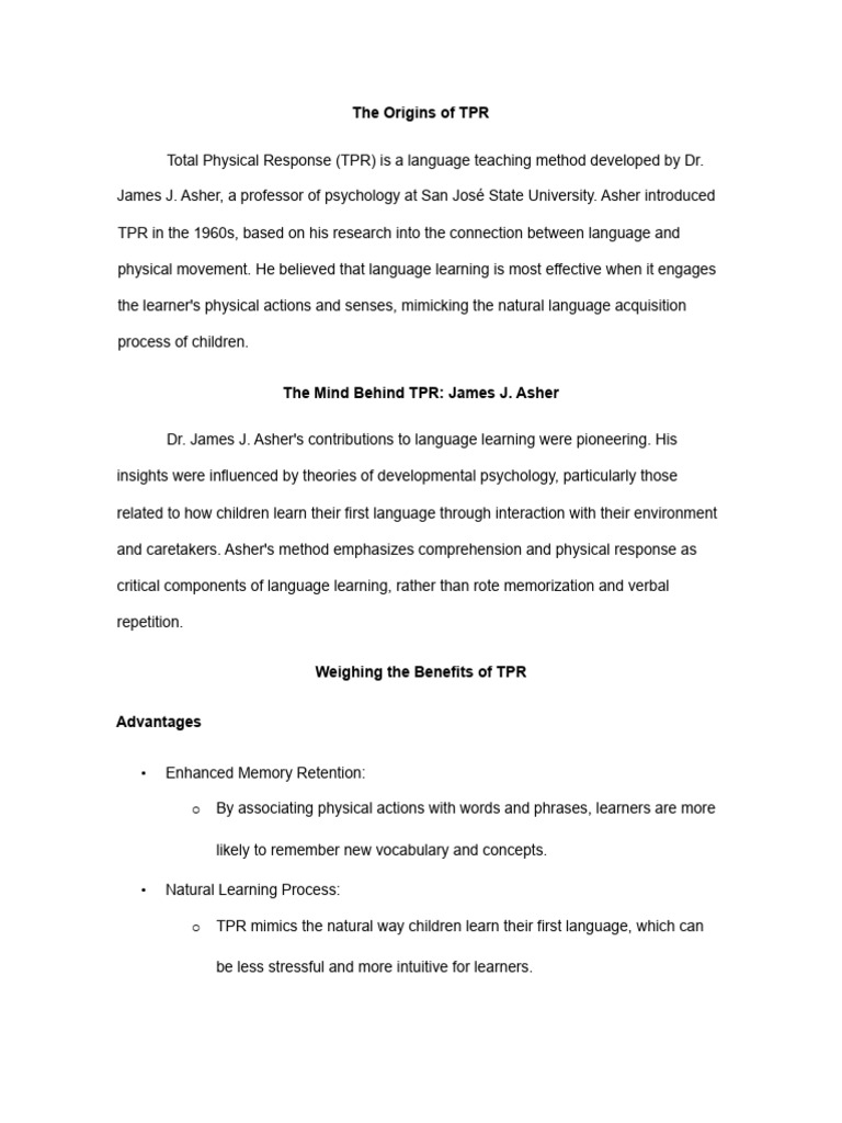 The Origins of TPR | PDF | Learning | Education Theory
