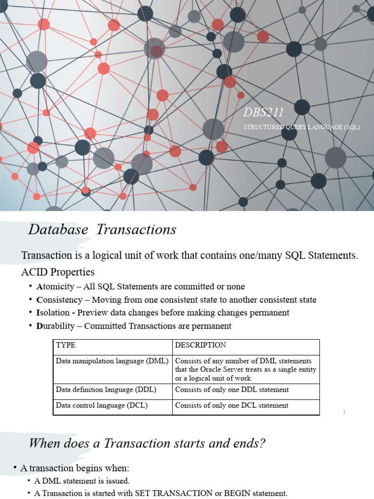 SQL - TRANSACTIONS & TCL Statements | PDF | Database Transaction | Sql SQL - TRANSACTIONS & TCL Statements | PDF | Database Transaction | Sql