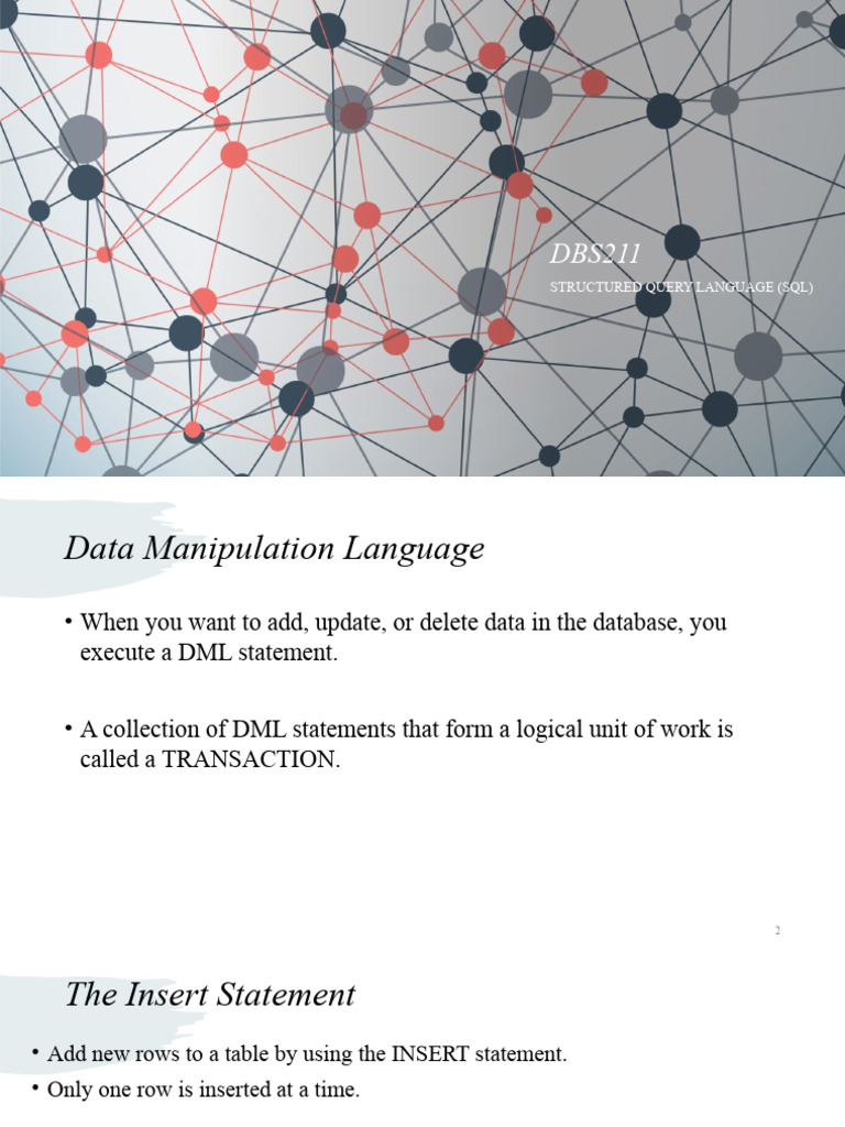 SQL - DML | PDF | Sql | Data Management Software SQL - DML | PDF | Sql | Data Management Software