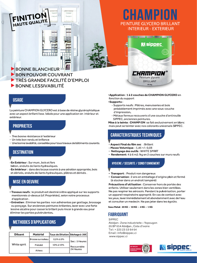 Champion Glycero Fiche Technique | PDF