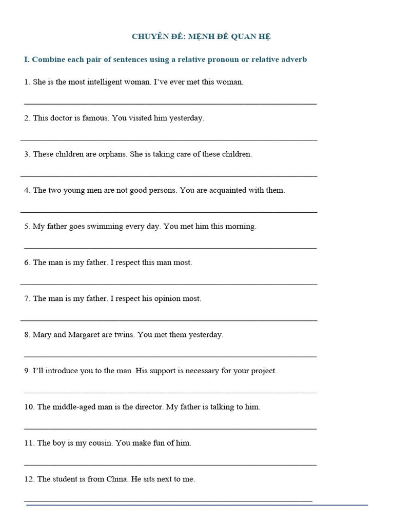 Relative Clause- Worksheet | PDF