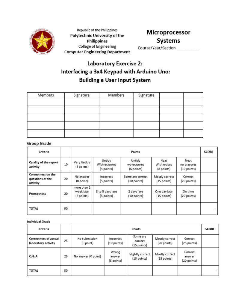 Lab 2 Keypad 3X4 BSEE | PDF | Arduino | Computer Science