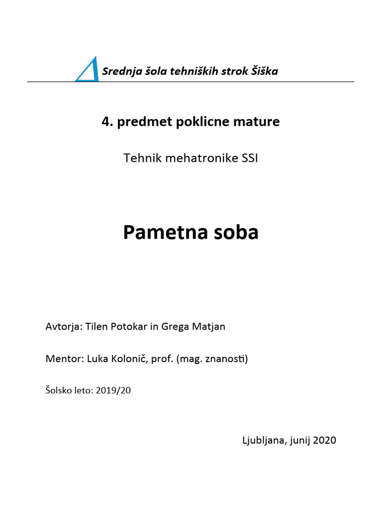 Poročilo 4.predmet 2020, Tilen Potokar, TM4B | PDF