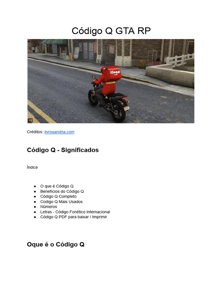 Código Q GTA RP | PDF | Codificações | Telecomunicações