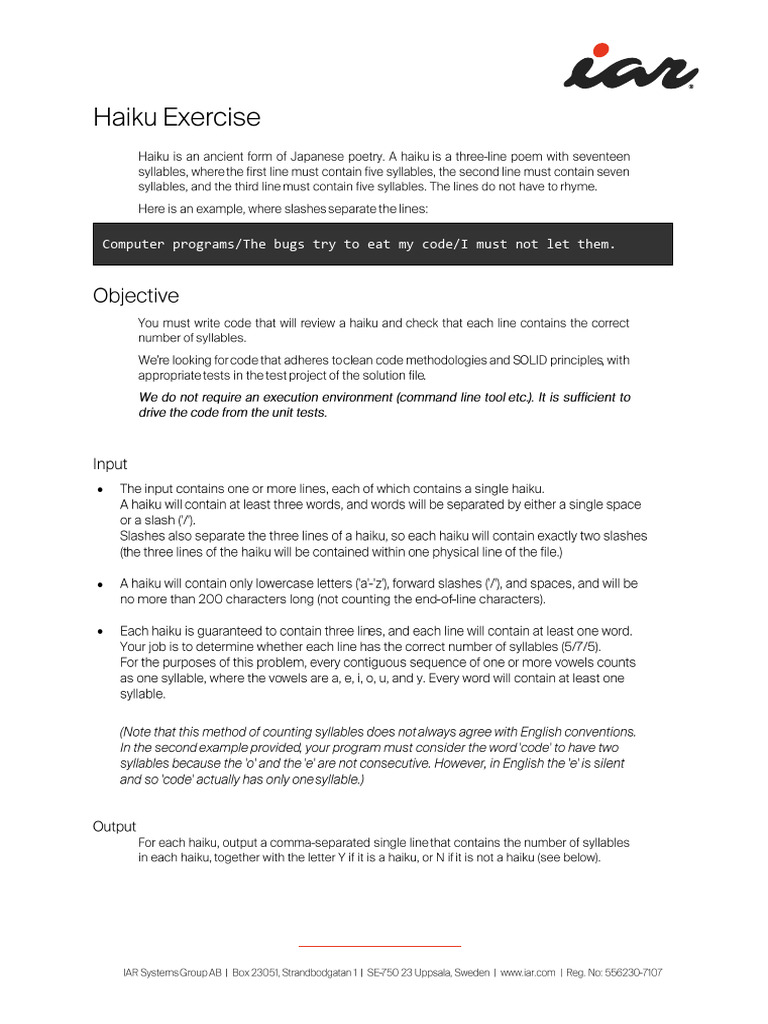 Haiku Exercise-1 | PDF | Cooking, Food & Wine