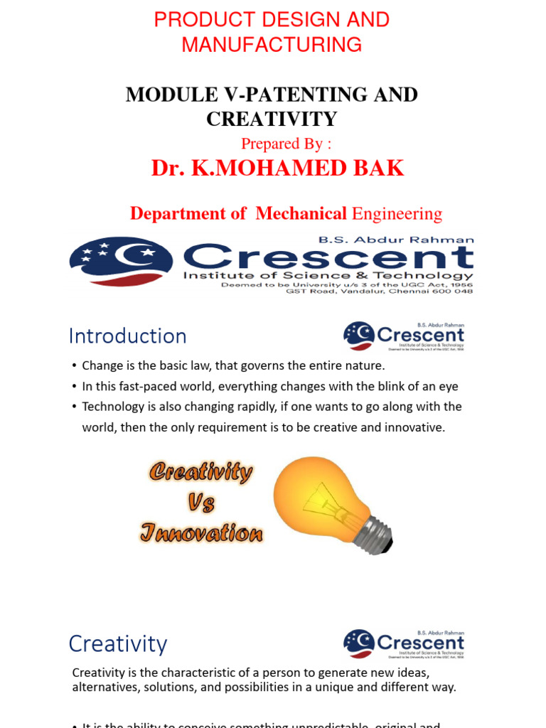 Module V Patent and Creativity | PDF | Patent | Innovation