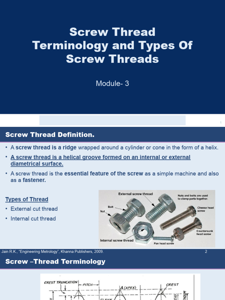 Module 3 - Screw Thread Terminilogy | PDF | Screw | Mechanical Engineering