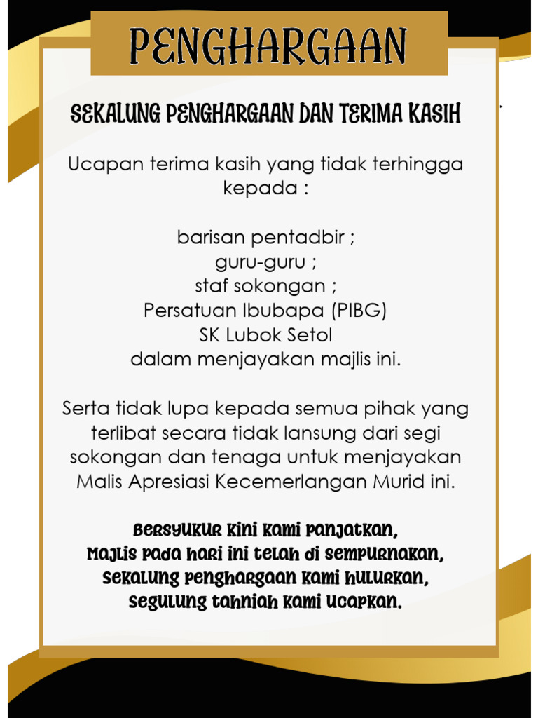 Sekalung Penghargaan Dan Terima Kasih | PDF