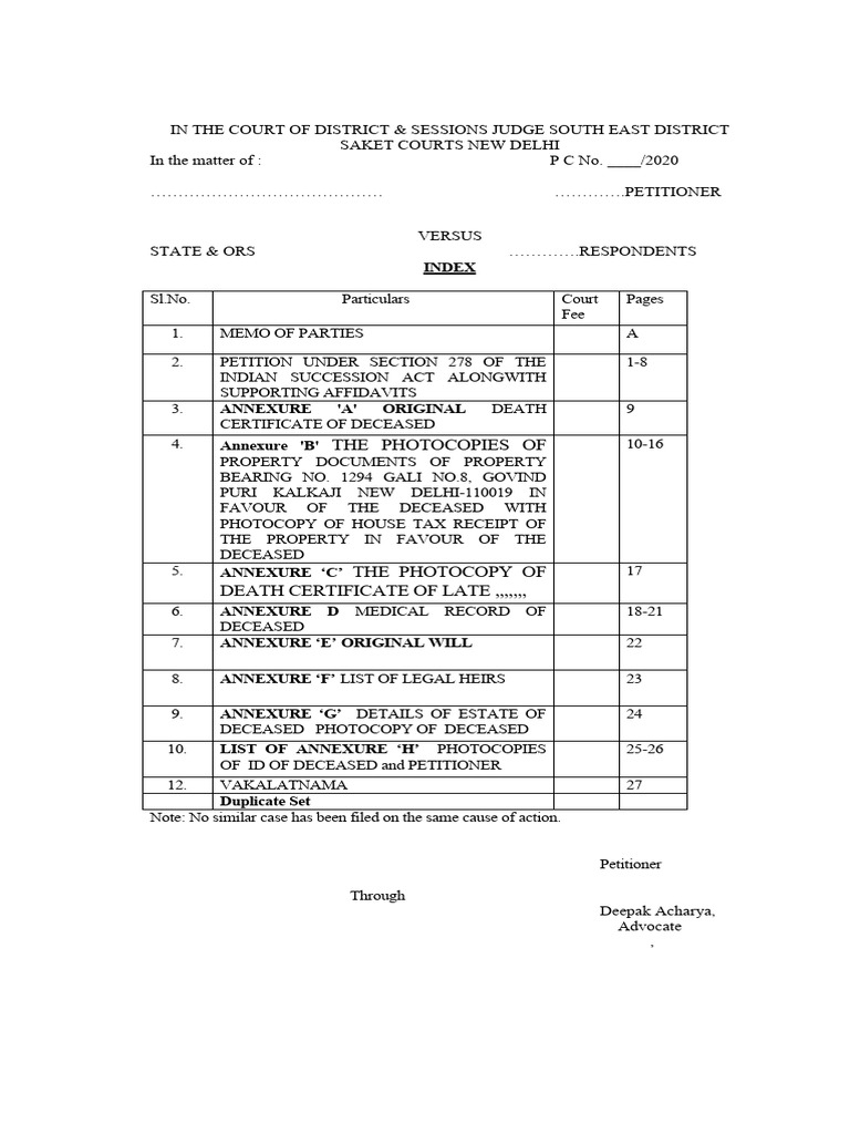 Probate Petition Format | PDF | Affidavit | Probate