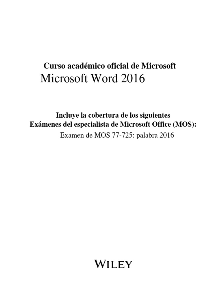 Moac Word 2016 Core-Spanish | PDF | Windows 10 | Microsoft Windows