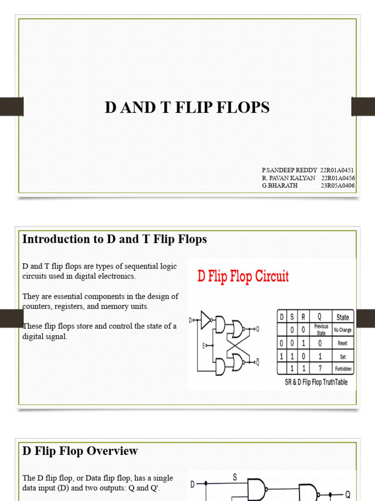 D and T Flip Flops | PDF | Digital Electronics | Telecommunications Engineering