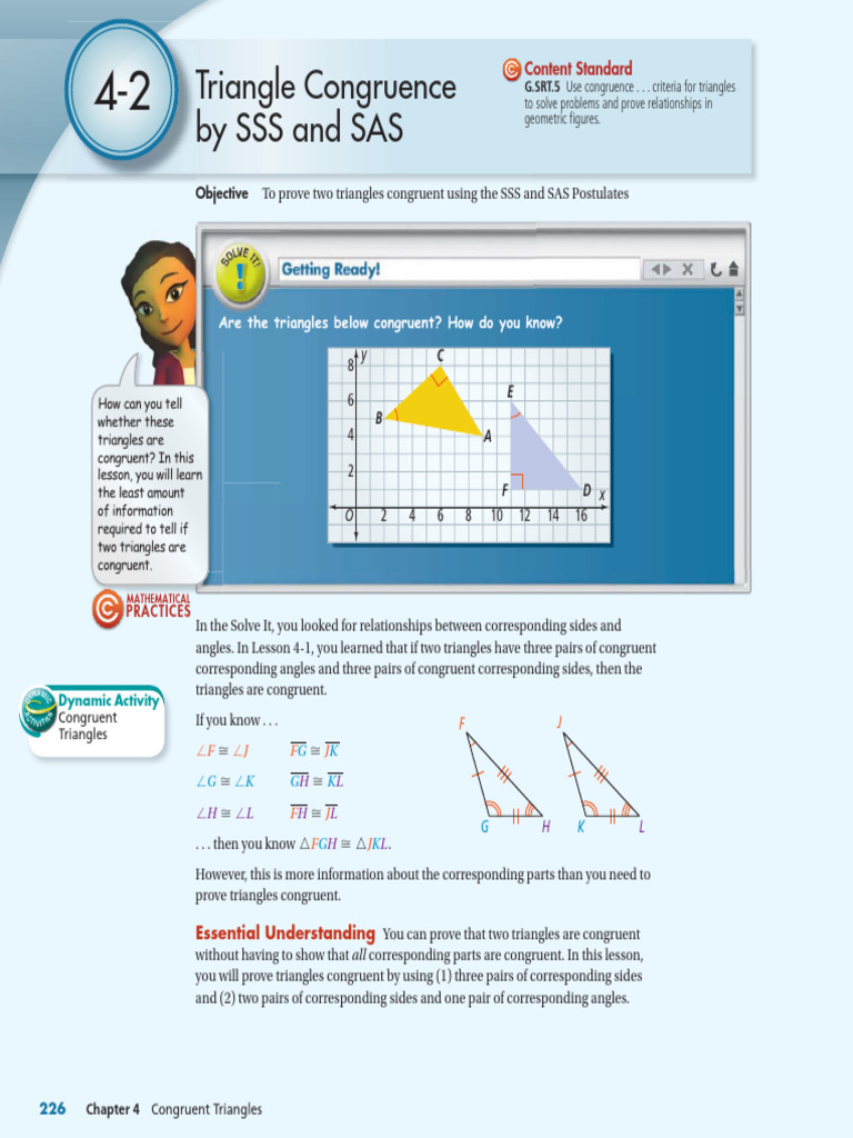Triangle Congruence by SSS and SAS: Objective To Prove Two Triangles ...