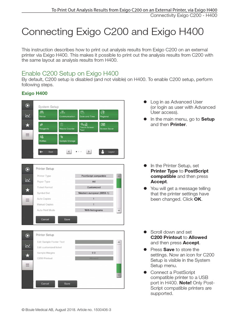 Instruction Connecting Exigo C200 and Exigo H400 (28643 - 3) | PDF ...