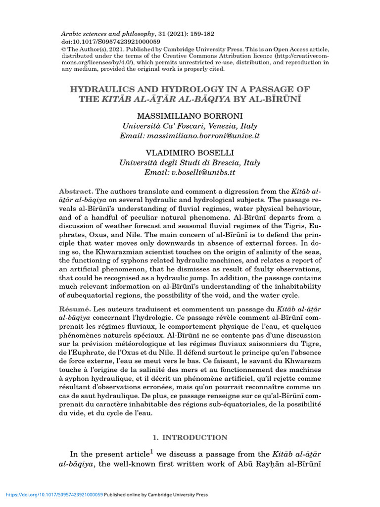 Div Class Title Hydraulics and Hydrology in A Passage of The Span Class ...