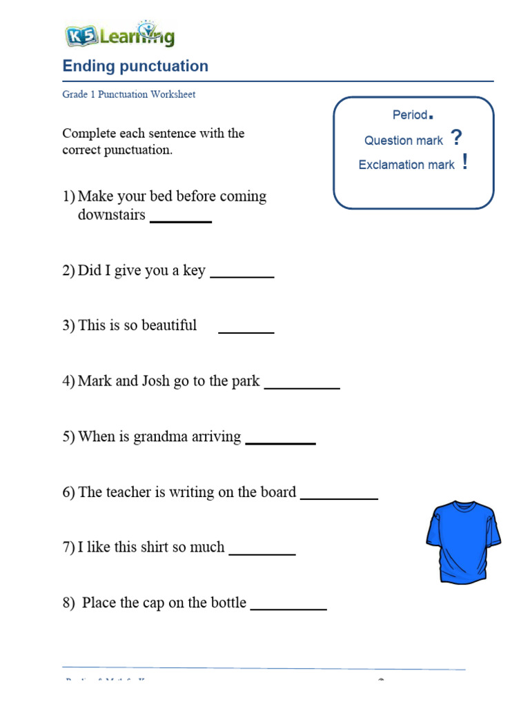 Grade 1 Ending Punctuation B | PDF