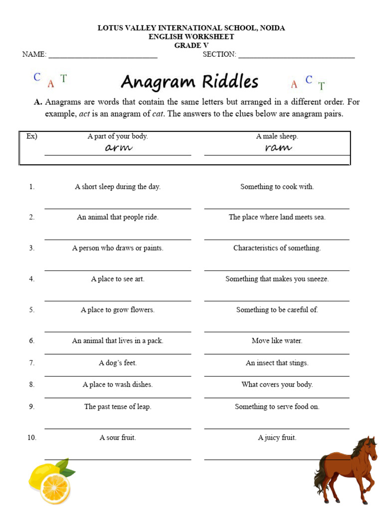 Anagram Riddles 1 | PDF