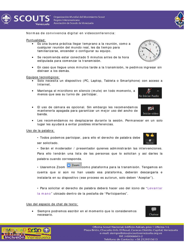 Normas para Videoconferencias Efectivas | PDF | Videotelefonía | Chat ...
