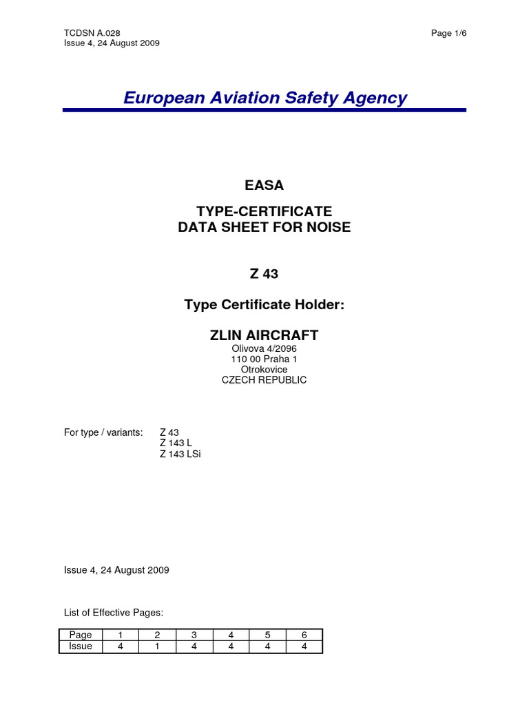 EASA Noise Certification for ZLIN Aircraft | PDF | Aviation | Aeronautics
