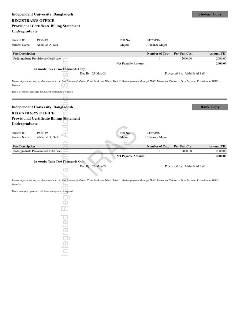 Registration Bill | PDF | Money