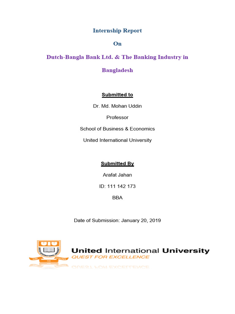 Internship Report | PDF | Banks | Automated Teller Machine