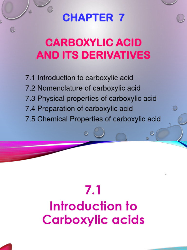 Note Chapter 7.0 Carboxylic Acids | PDF | Carboxylic Acid | Acid