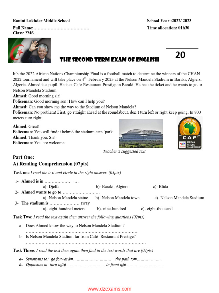 Dzexams 2am Anglais 458509 | PDF | Learning