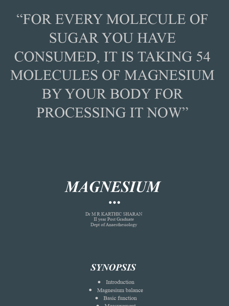 Magnesium's Role in Anesthesia Management | PDF | Magnesium | Calcium ...