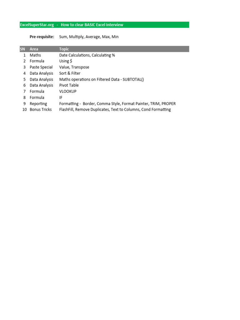 6 - ESS - How To Clear Basic Excel Interview | PDF | Microsoft Excel ...