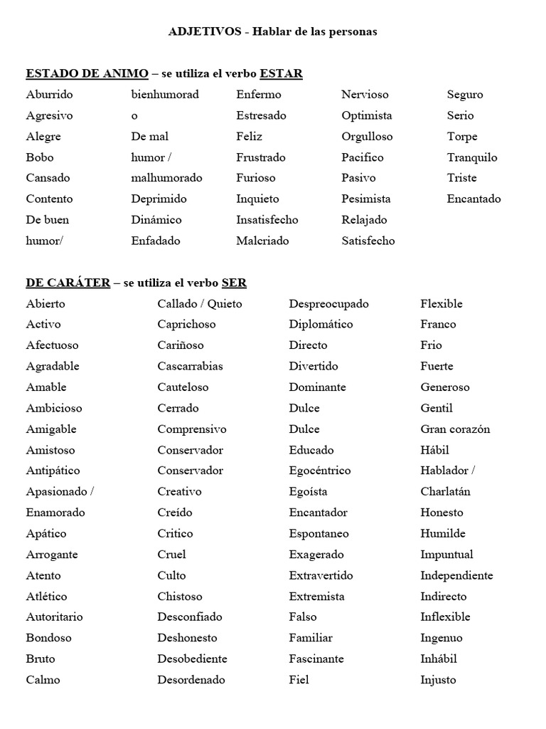 Adjetivos Personas | PDF | Piscis (astrología) | Prácticas de la Nueva Era