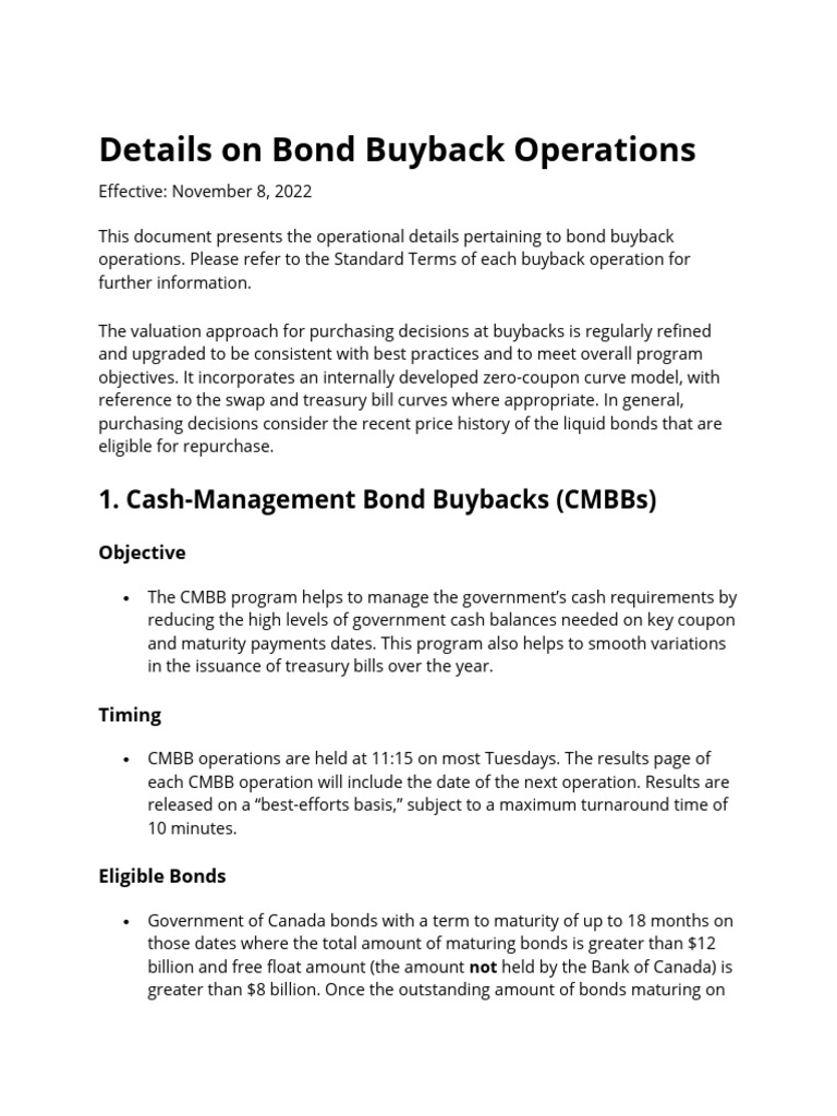 Details On Bond Buyback Operations | Download Free PDF | Bonds (Finance ...