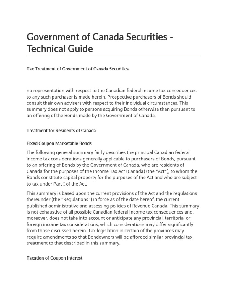 Tax Guide for Canadian Government Bonds | PDF | Bonds (Finance) | Taxes