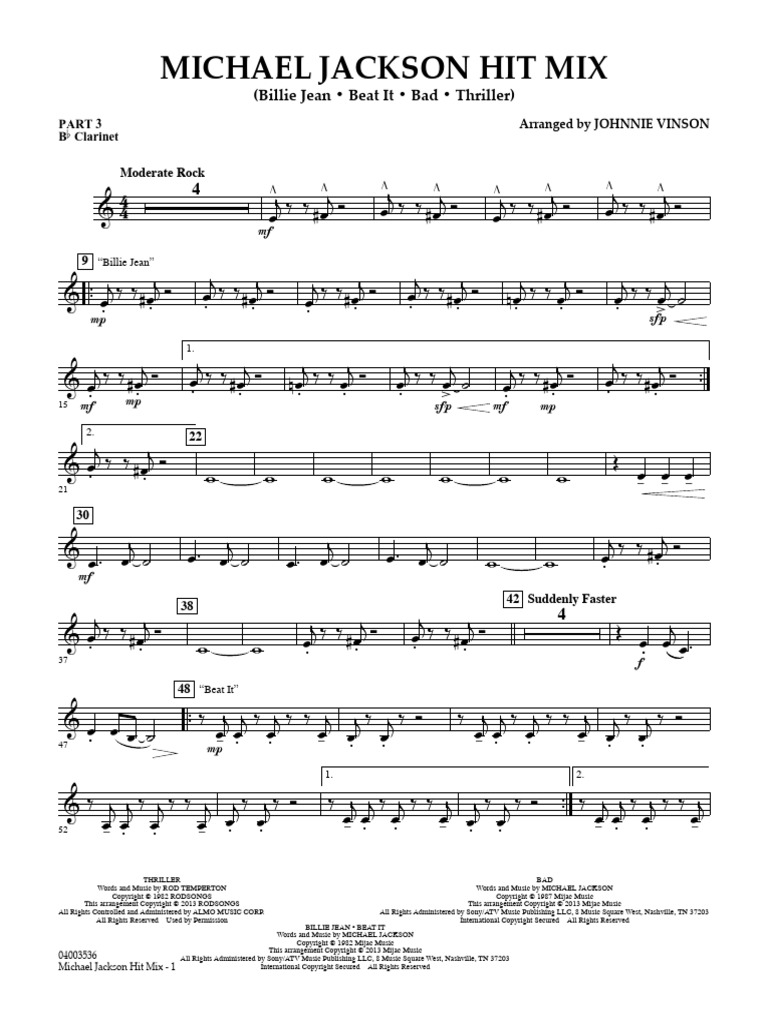 Michael-Jackson-Hit-Mix-Part 3 Clarinet BB | PDF