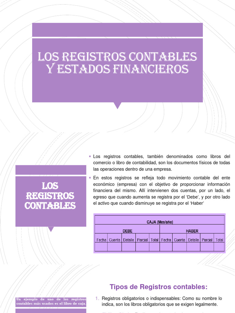 Registros Contables y Estados Financieros | PDF | Contabilidad | Hoja ...
