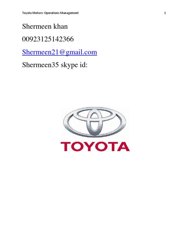 Toyota Operations Management Overview | PDF | Operations Management ...